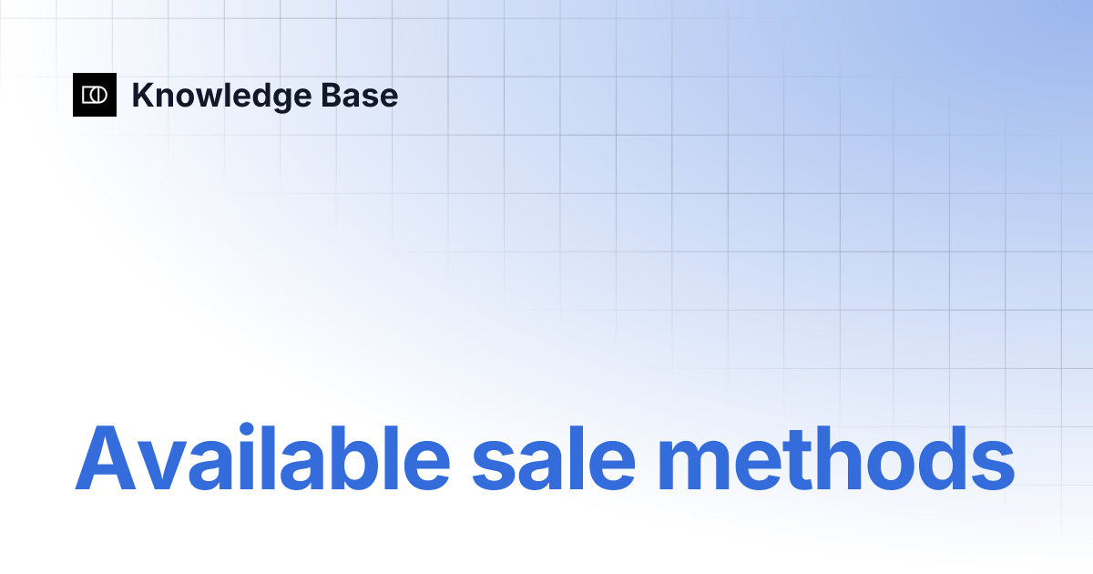 Available sale methods | Knowledge Base